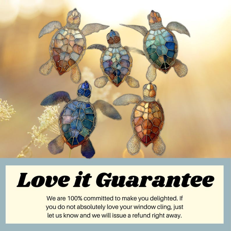 Sea Turtle Hatchlings Window Cling Stained Glass Look Decal Sticker ...