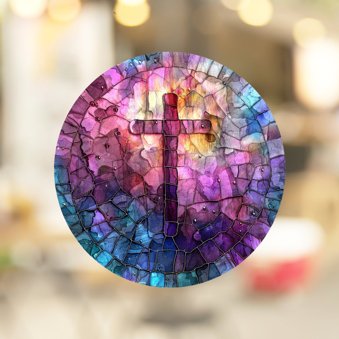 Resurrection Day Cross Easter Stained Glass Window Cling Resurrection ...