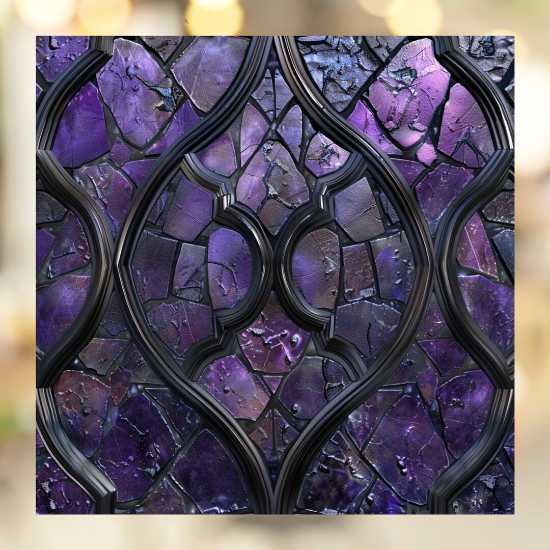 Amethyst Smoke Stained Glass Window Cling Gothic Decor Sticker Decal ...