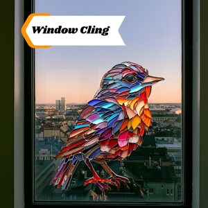 Sparrow Stained Glass Window Cling Decal Sticker Vinyl Window Film ...