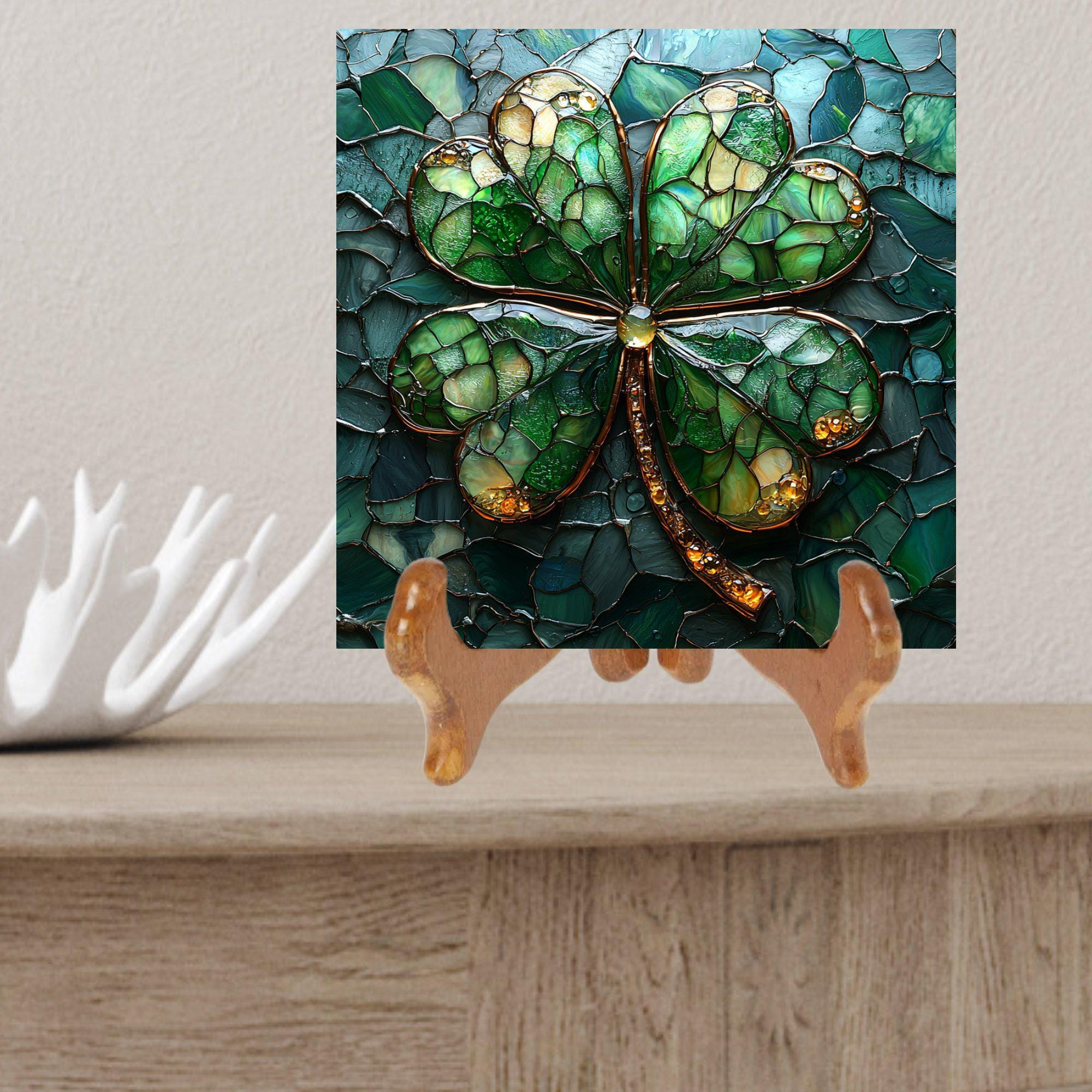 Shamrock Ceramic Art Tile Artful Bookshelf Book Nook Wall Decor Gift ...