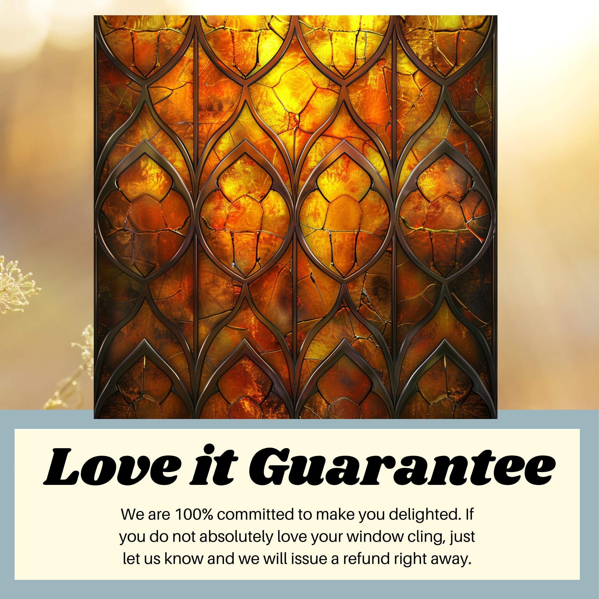 Copper Ember Stained Glass Window Cling Gothic Decor Sticker Decal ...