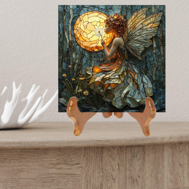 Fairy Dandelion Moonlight Ceramic Art Tile Decor for Kitchen Bedroom ...
