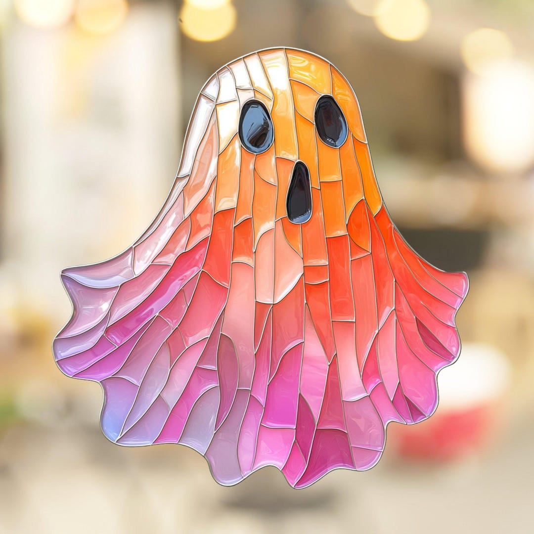 Pink Orange Ghost Window Cling Sticker Pink Halloween Decor Coquette ...