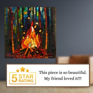 Woodland Animal Bonfire Stained Glass Look Art on Glossy Ceramic ...