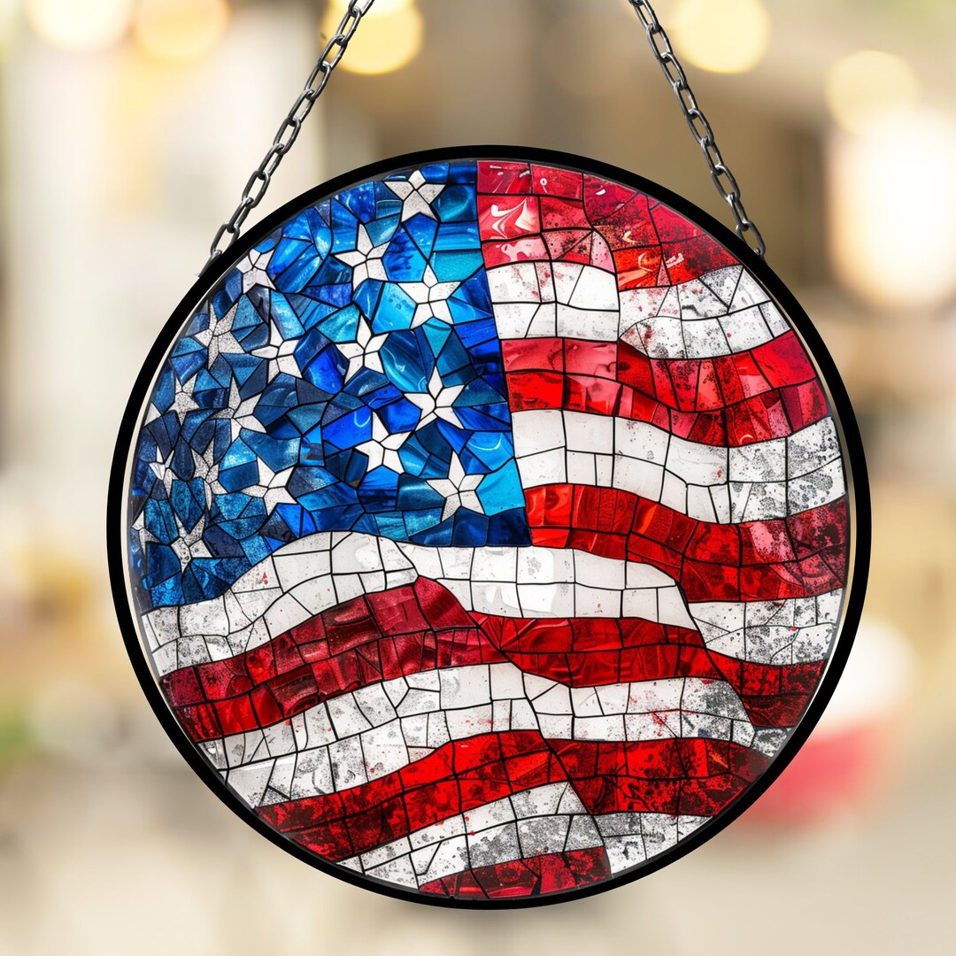 American Flag Suncatcher for Window Decor Gift for Mothers Day Birthday ...