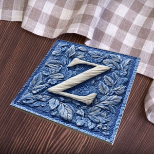 Z Letter Monogram Ceramic Art Tile Grandmillennial Style Decor Home Art ...