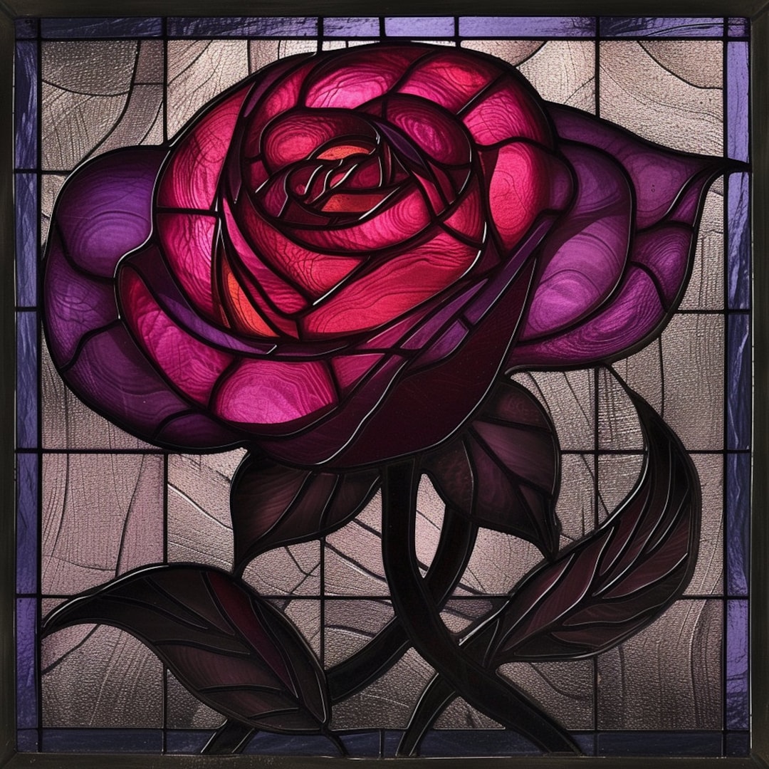 Rose Ceramic Wall Art Decorative Tile Unique Home Decor Stained Glass ...
