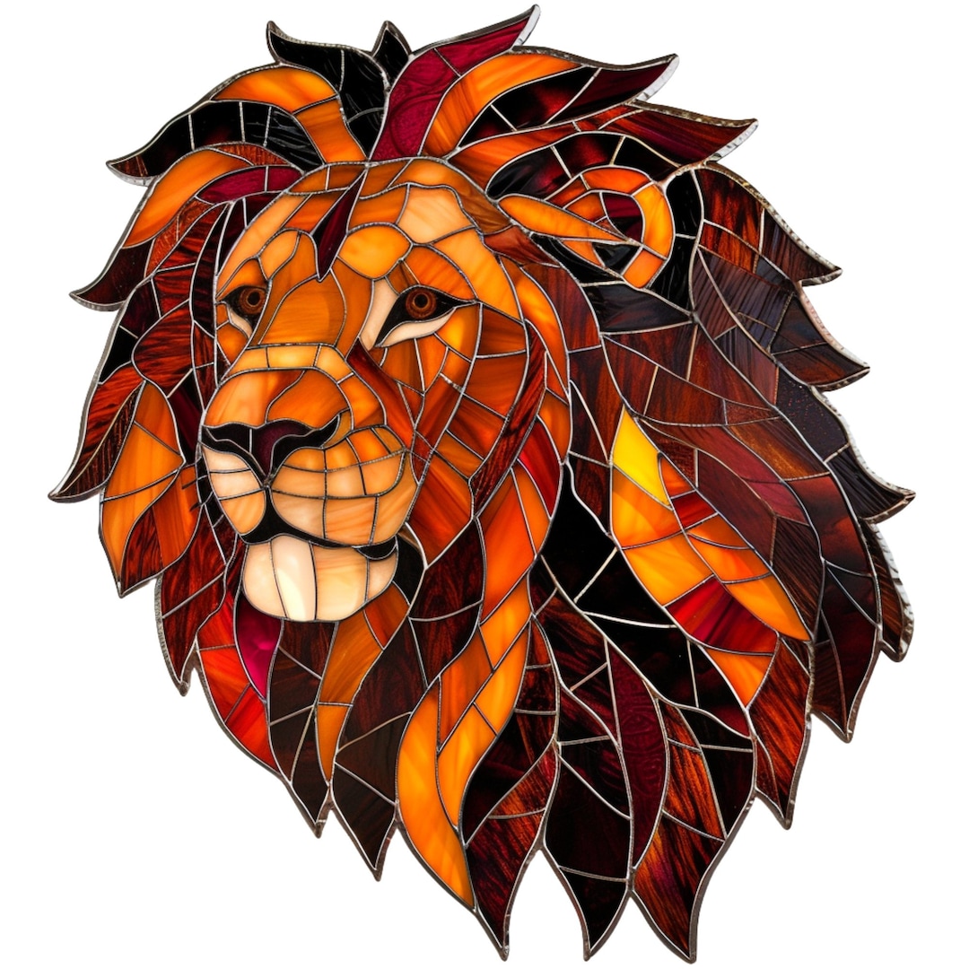 African Lion Stained Glass Window Cling Window Sticker Decal Film With ...