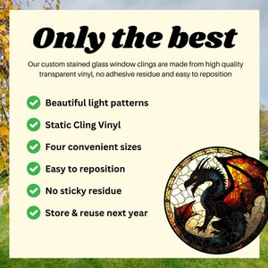 Dragon Stained Glass Window Cling Decal Sticker Window Film Dragoncore ...