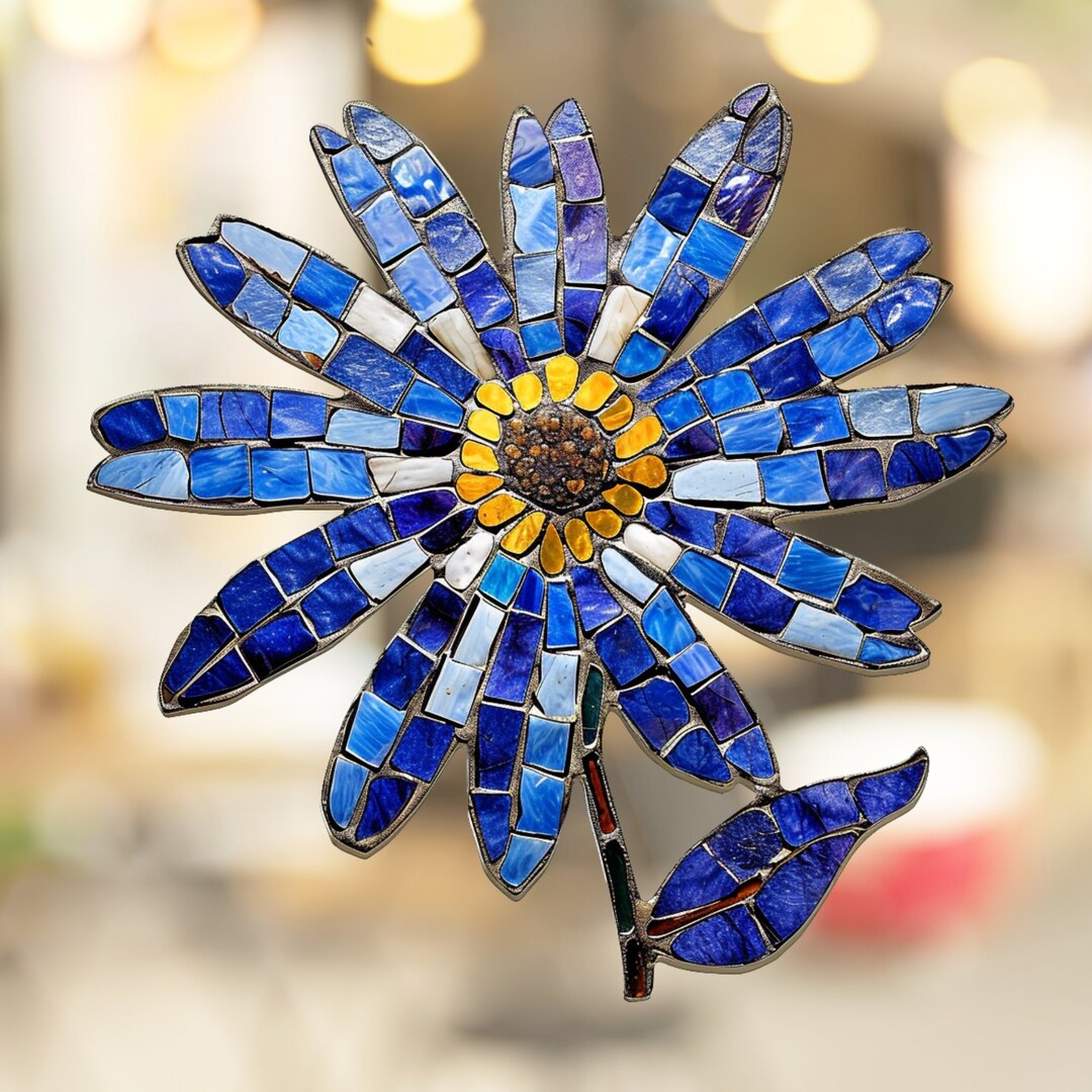 Daisy Stained Glass Window Cling Beautiful Flower Window Artwork Window ...