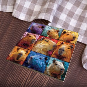 Capybara Life Panel Stained Glass Look Art on Glossy Ceramic Decorative ...