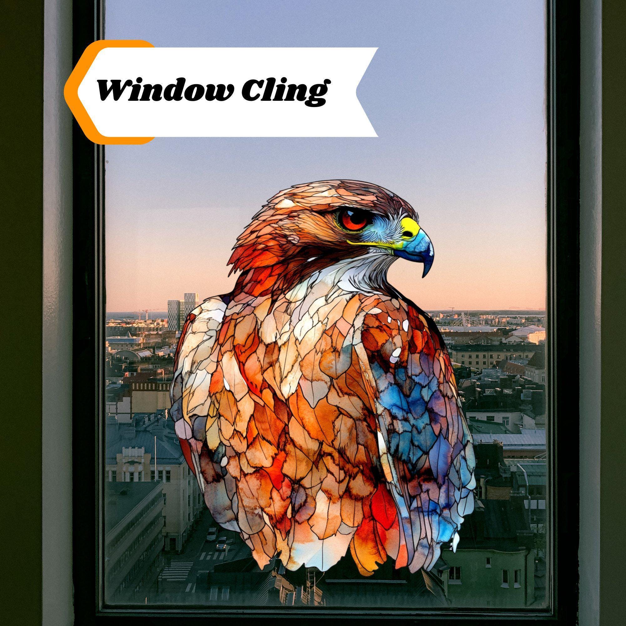 Red-tailed Hawk Window Cling Sticker Decal Window Film Gift for Bird ...
