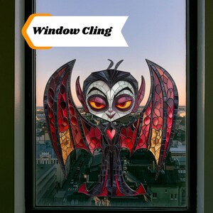 Dracula Vampire Halloween Stained Glass Look Window Cling Decal Sticker ...