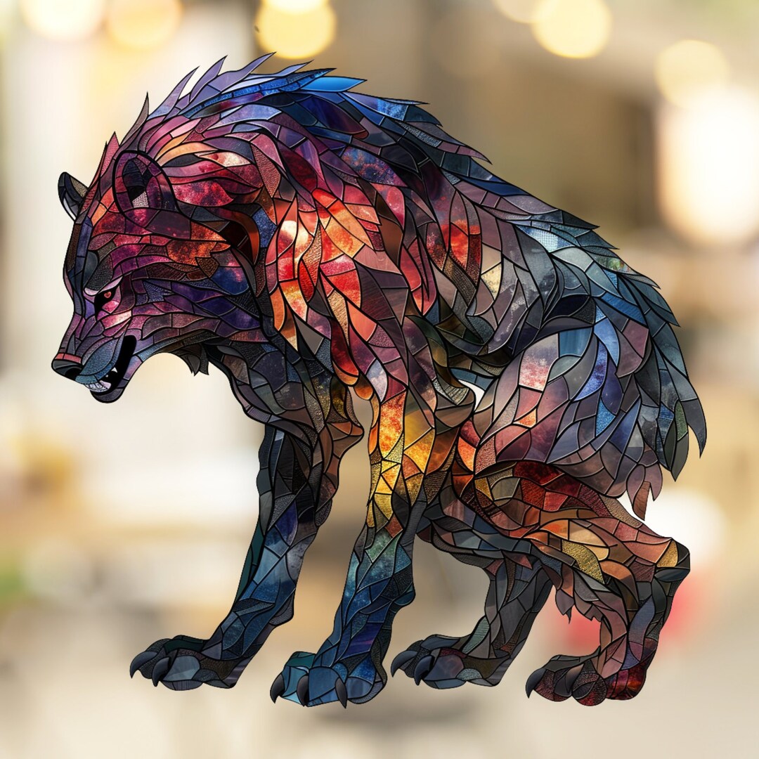 Werewolf Halloween Stained Glass Look Window Cling Decal Sticker Window ...