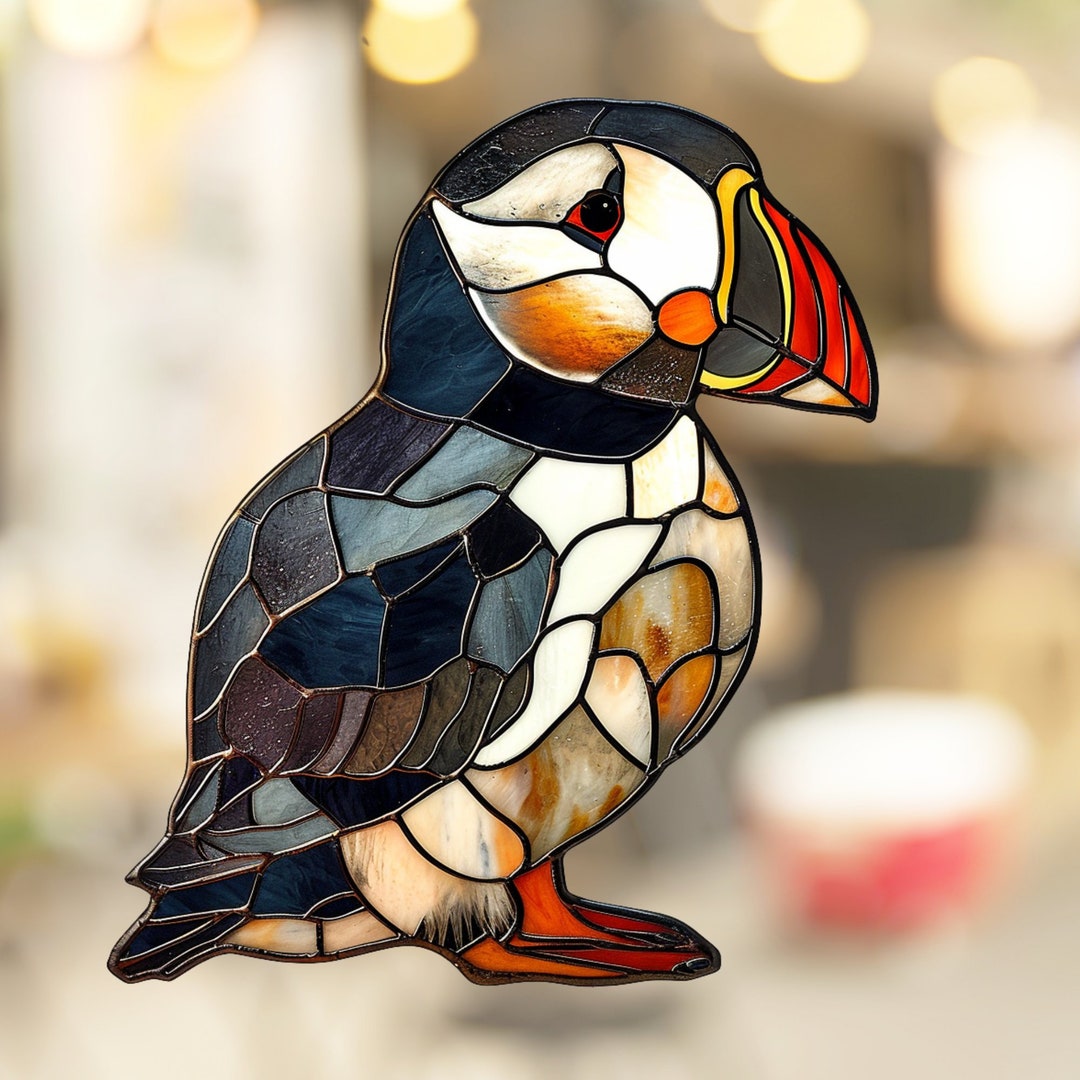 Pufferfish Stained Glass Window Cling Window Sticker Decal No Adhesive ...