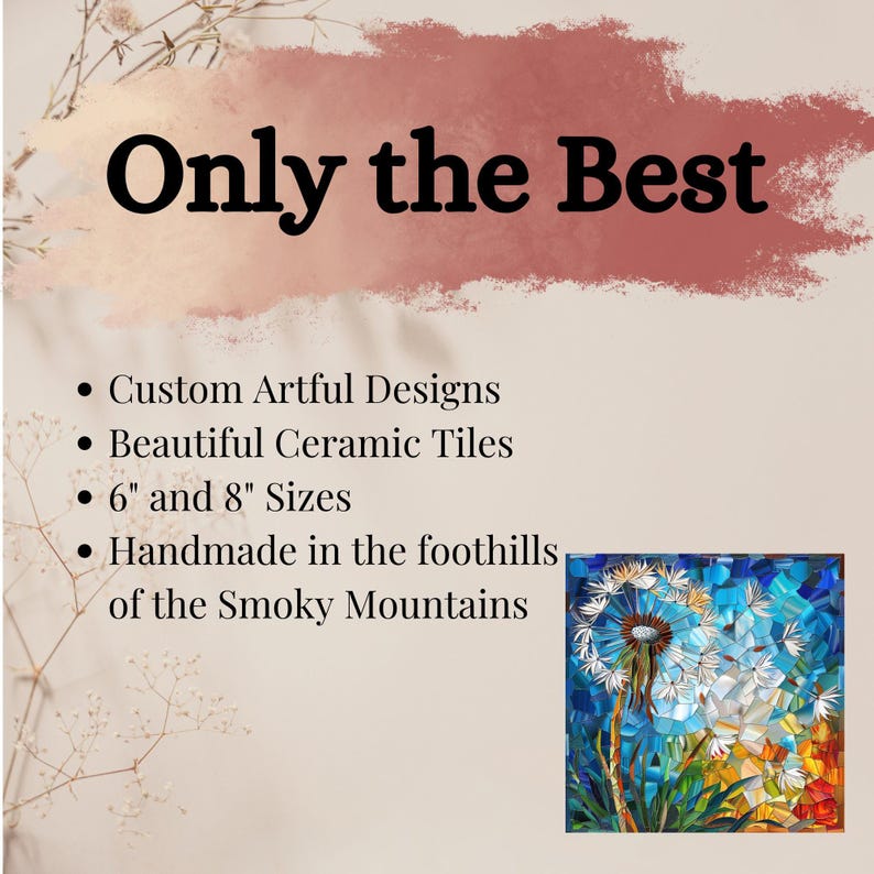 Dandelion Stained Glass Look Art on Glossy Ceramic Decorative Tile Gift ...