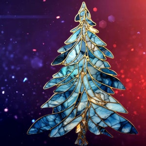Christmas Tree Stained Glass Window Cling Christmas Tree Stained Glass ...
