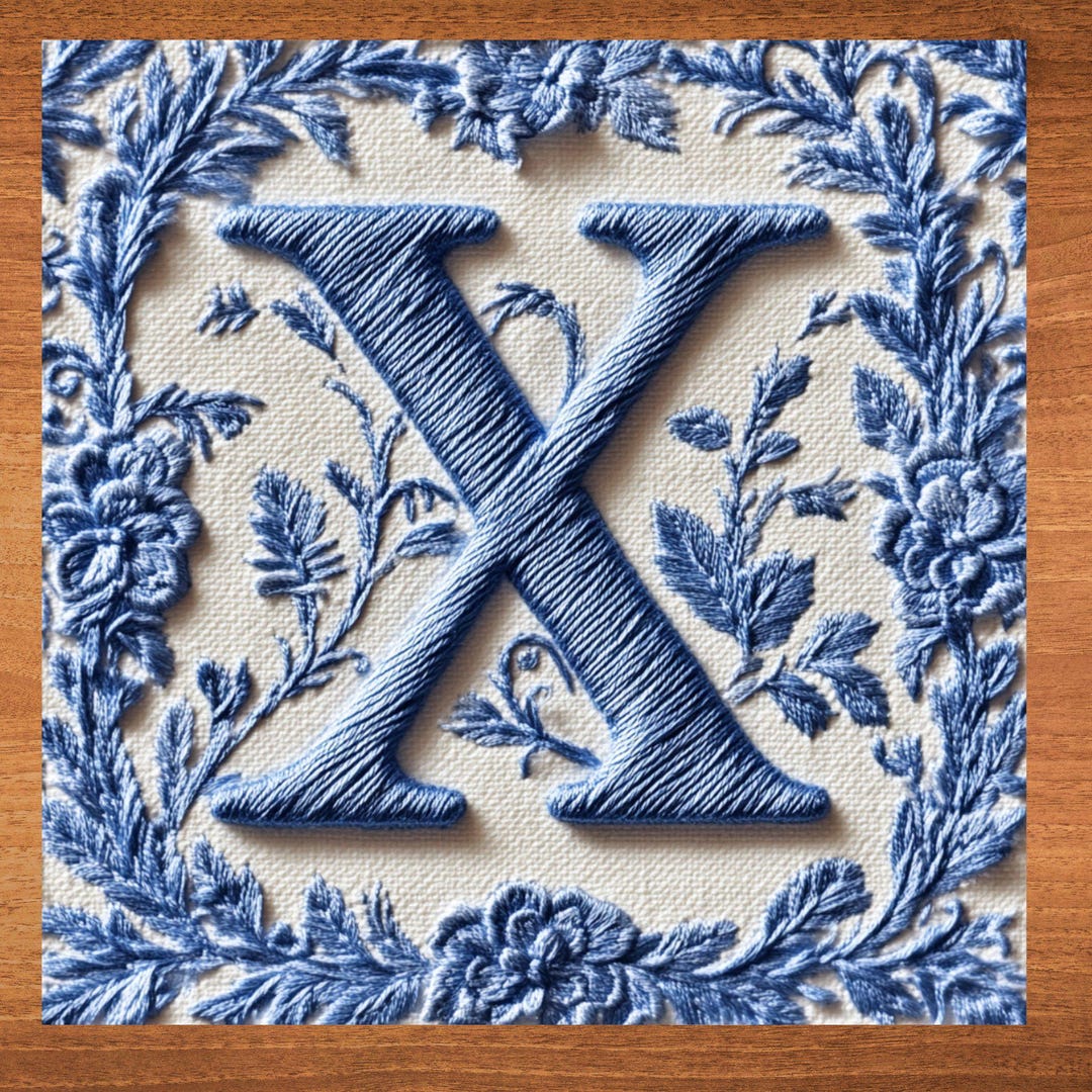 X Letter Monogram Ceramic Art Tile Grandmillennial Style Decor Home Art ...