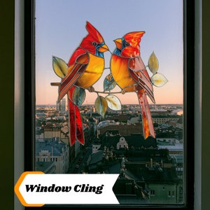 Cardinal Lovebirds Stain Glass Cardinal Stain Glass Window Hanging ...