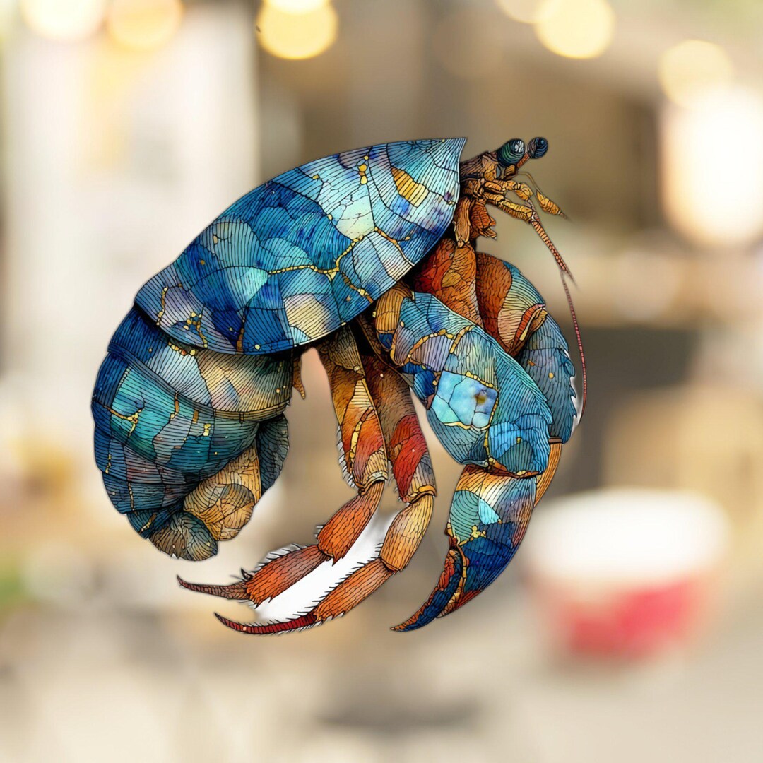 Hermit Crab Window Cling Stained Glass Look Decal Sticker Window Film ...