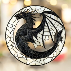 Dragon Stained Glass Window Cling Decal Sticker Window Film Dragoncore ...