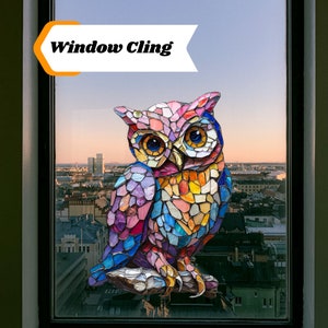 Owl Stained Glass Window Cling Window Sticker Decal - No Adhesive ...