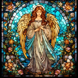 Angel Stained Glass Window Cling Religious Art Christian Art Faux ...