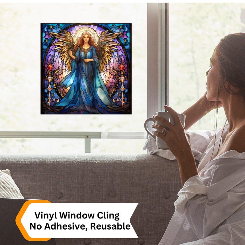 Angel Stained Glass Window Cling - Etsy