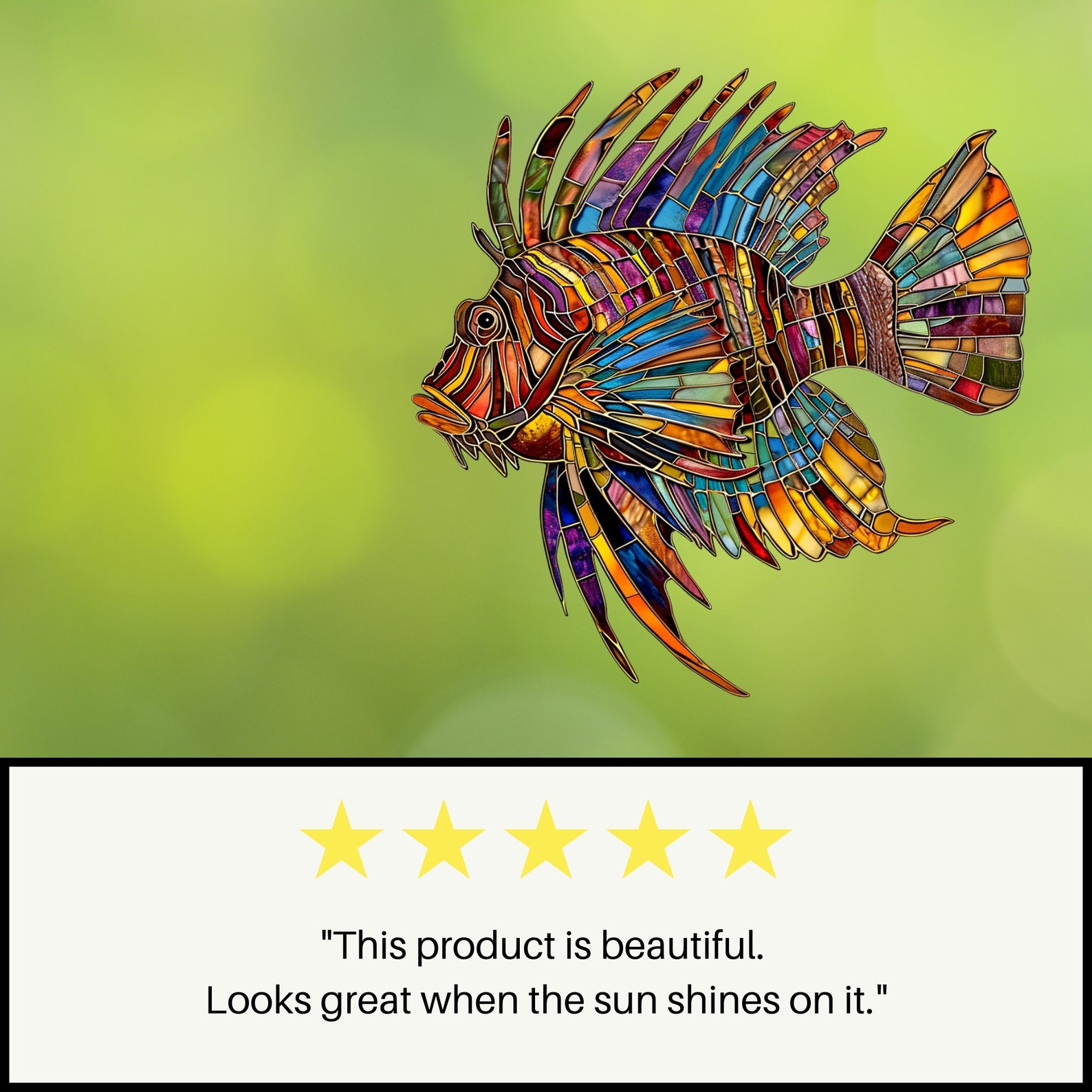 Lionfish Stained Glass Window Cling Window Sticker Decal - No Adhesive ...