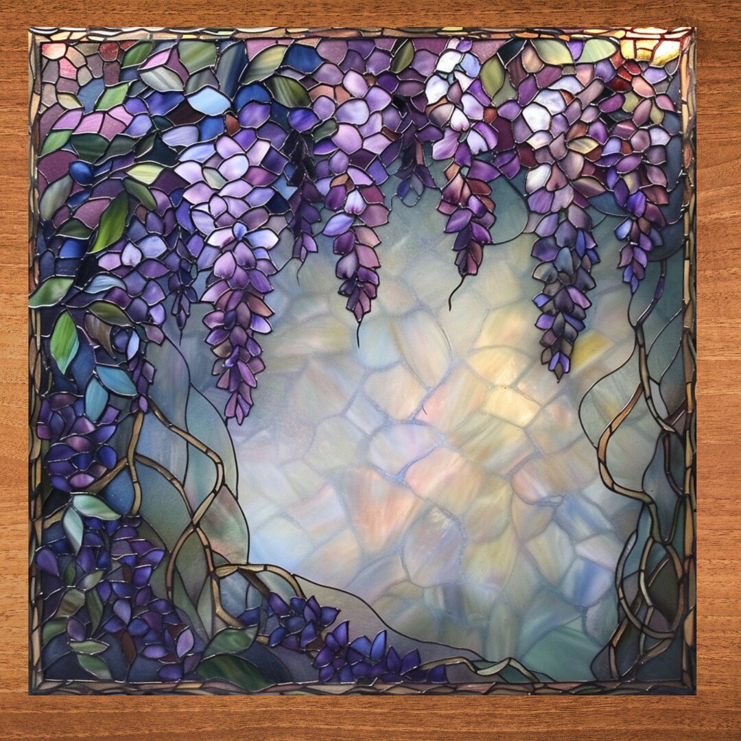 Wisteria Window Stained Glass Look Art on Glossy Ceramic Tile Tileful ...