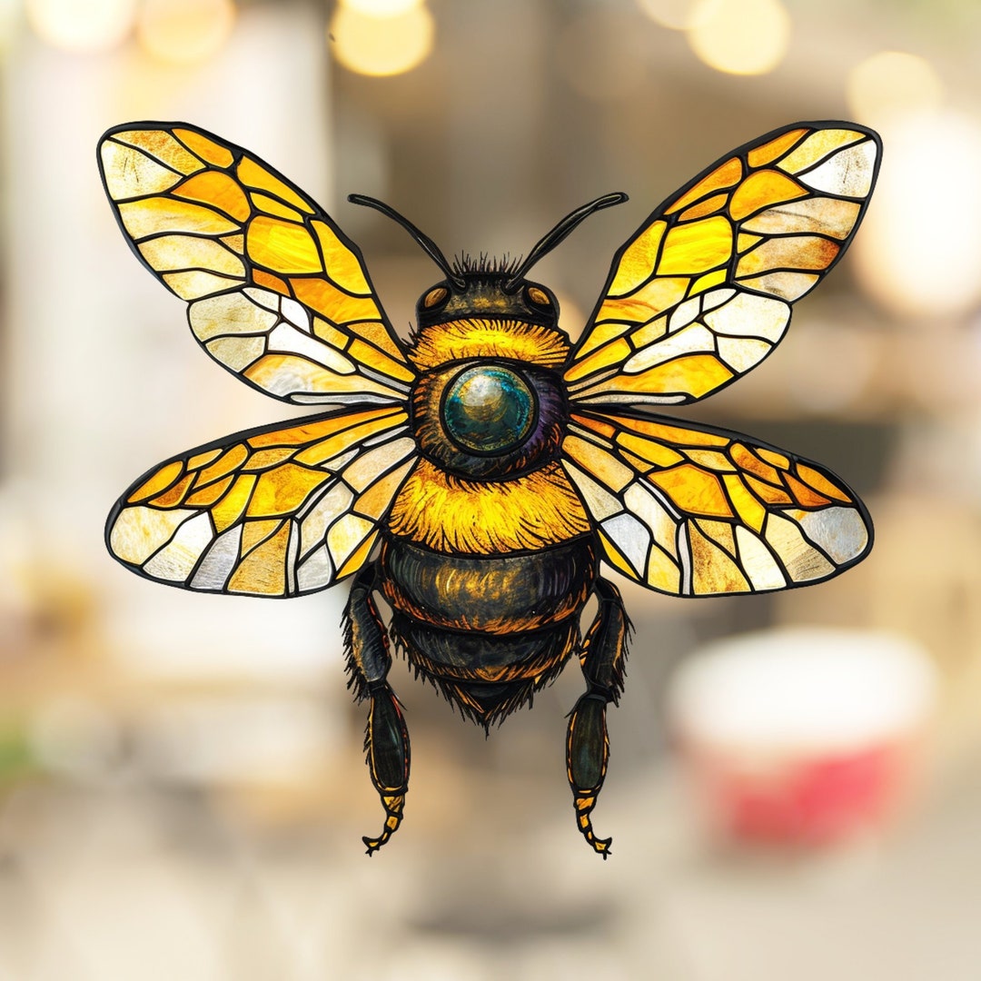 Bumblebee Stained Glass Window Cling Decal Sticker Window Film Reusable ...