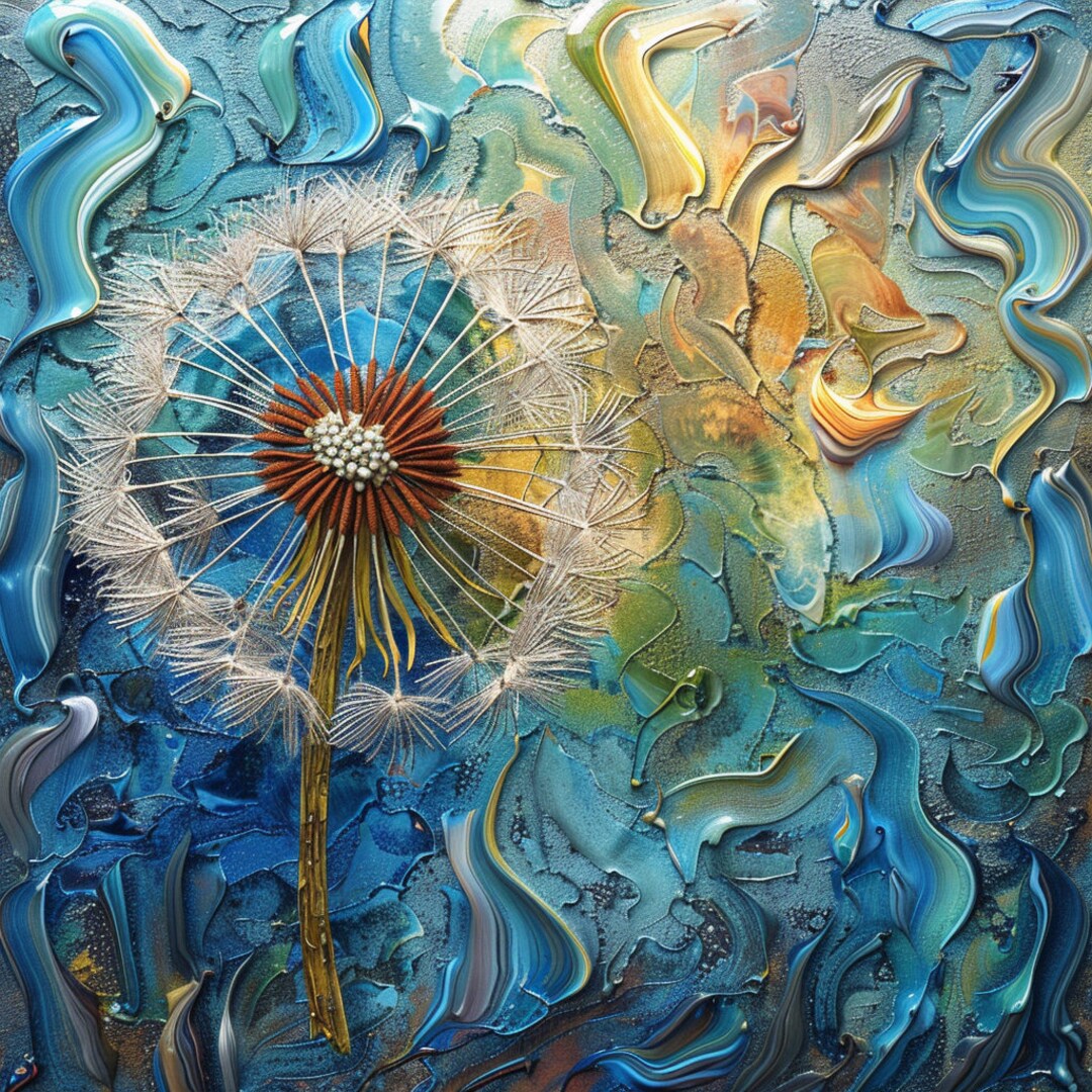 Dandelion Stained Glass Look Art on Glossy Ceramic Decorative Tile Gift ...