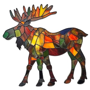 Moose Stained Glass Window Cling Window Sticker Decal Film With Vibrant ...