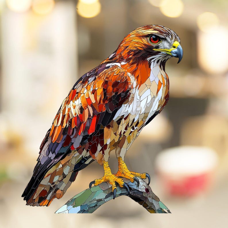 Red-tailed Hawk Window Cling Sticker Decal Window Film Gift for Bird ...