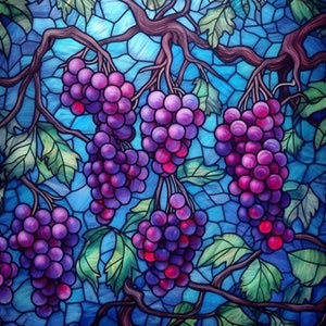 Blackberry Stained Glass Window Cling Assorted Blackberry Faux Stained ...