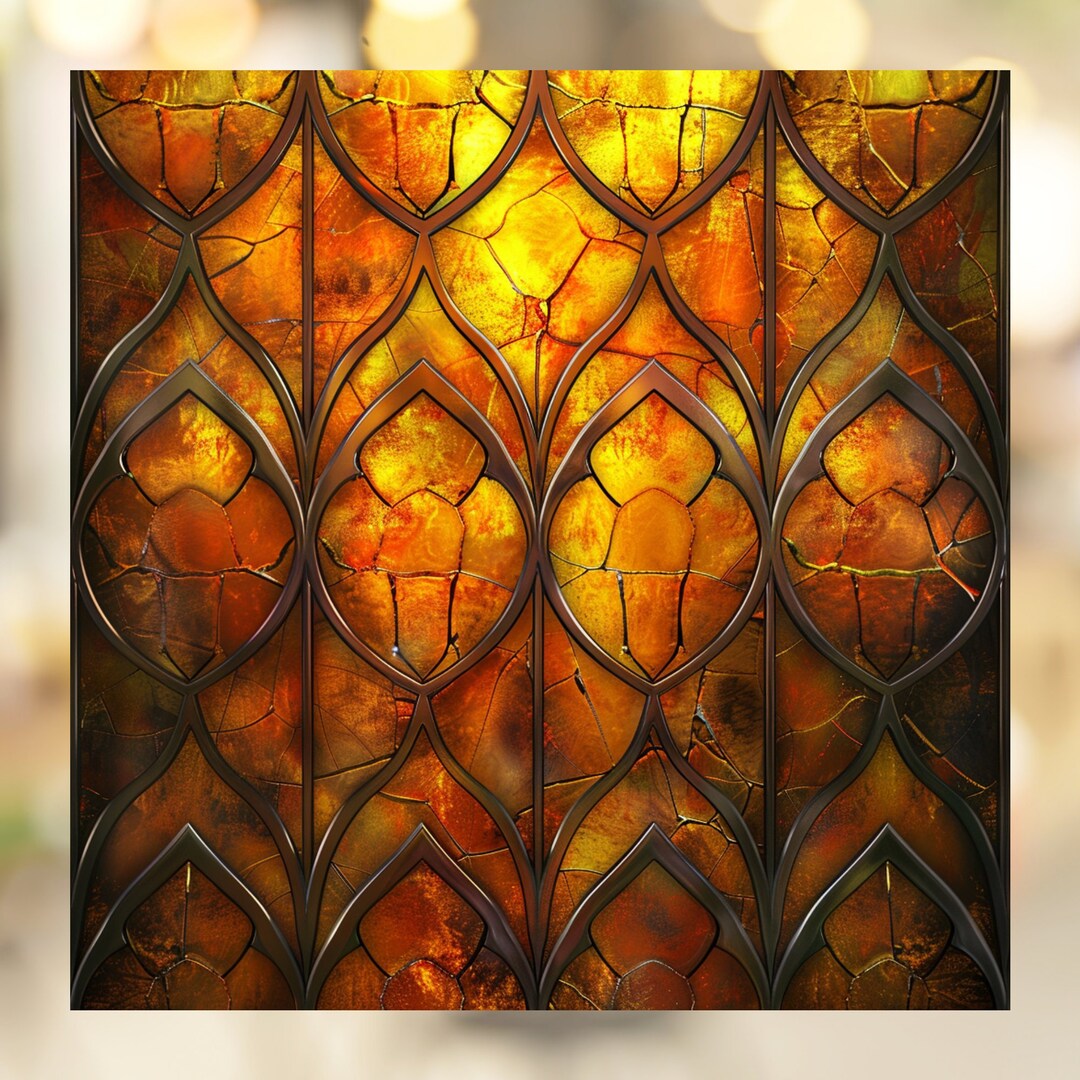 Copper Ember Stained Glass Window Cling Gothic Decor Sticker Decal ...