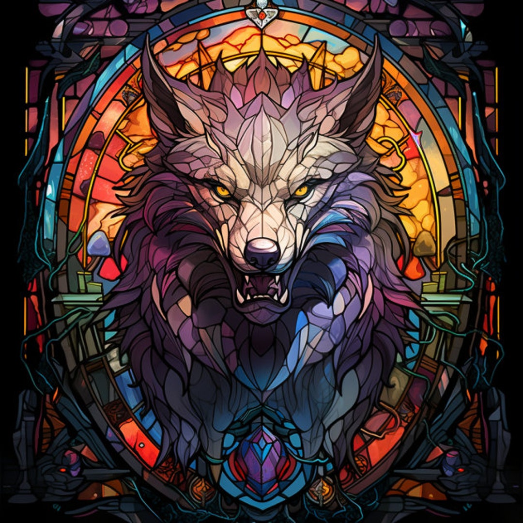 Werewolf Stained Glass Window Cling Werewolf Window Film Werewolf ...