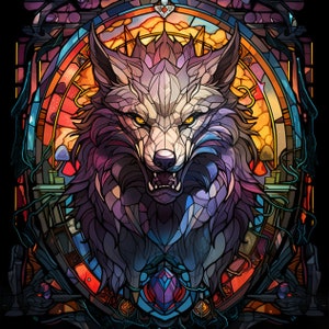 Werewolf Stained Glass Window Cling Werewolf Window Film Werewolf ...