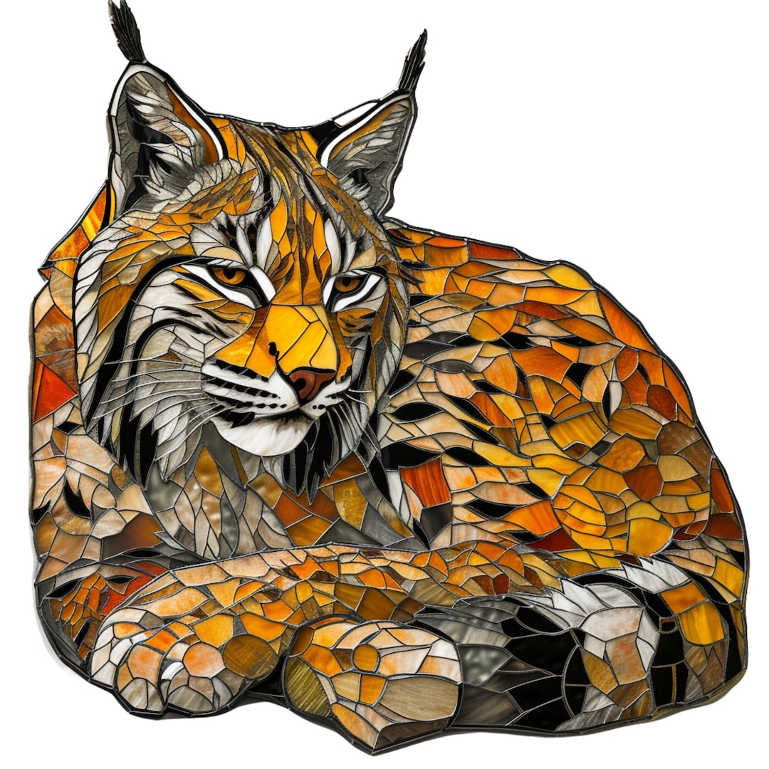 Bobcat Stained Glass Window Cling Window Sticker Decal Film With ...