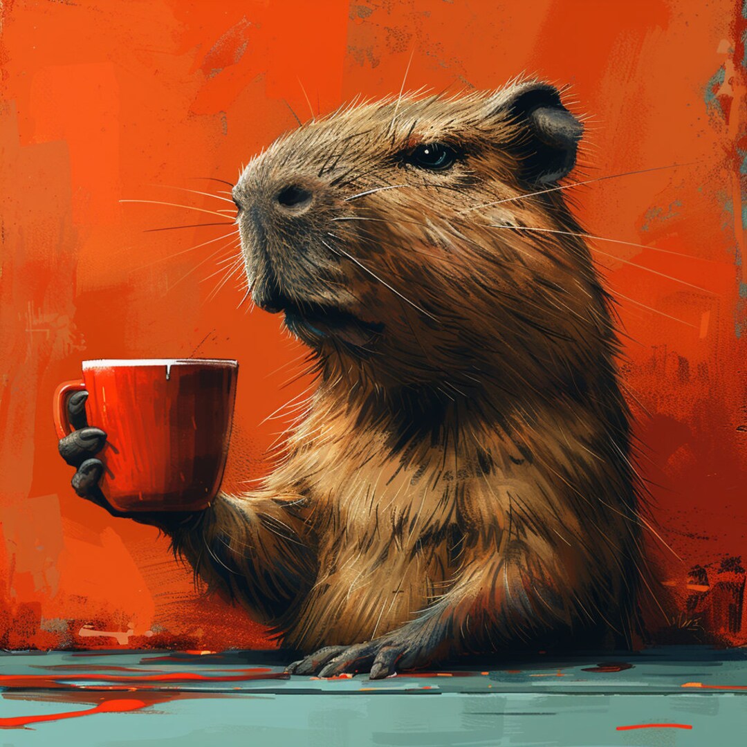 Capybara After Party Stained Glass Look Art on Glossy Ceramic ...