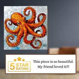 Orange Octopus Stained Glass Look Art on Glossy Ceramic Tile Tileful ...