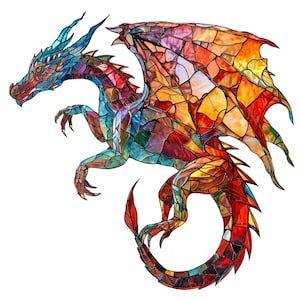 Dragon Stained Glass Window Cling Decal Sticker Window Film Dragoncore ...