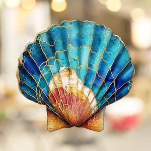Seashell Assorted Window Cling Stained Glass Look Decal Sticker Window ...