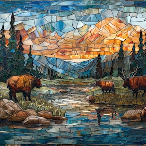 Yellowstone National Park Jigsaw Puzzle, Beautiful Stained Glass Look ...