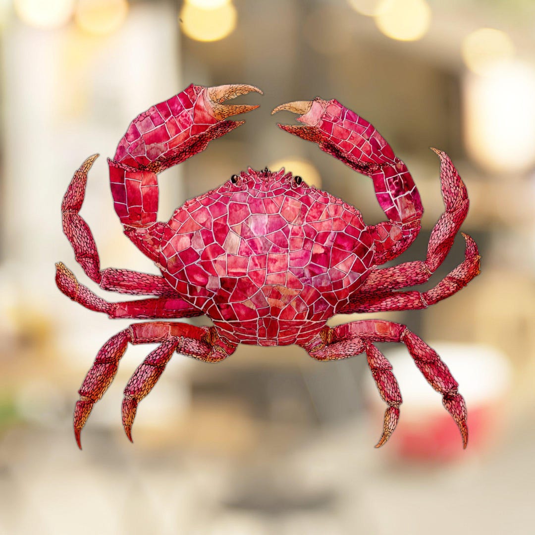 Red King Crab Window Cling Stained Glass Look Decal Sticker Window Film ...