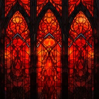 Gothic Stained Glass Window Cling Orange Red Gothic Faux Stained Glass ...