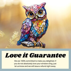 Owl Stained Glass Window Cling Window Sticker Decal - No Adhesive ...