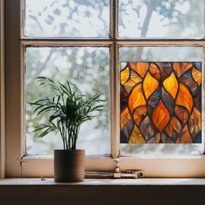 Copper Ember Stained Glass Window Cling Gothic Decor Sticker Decal ...