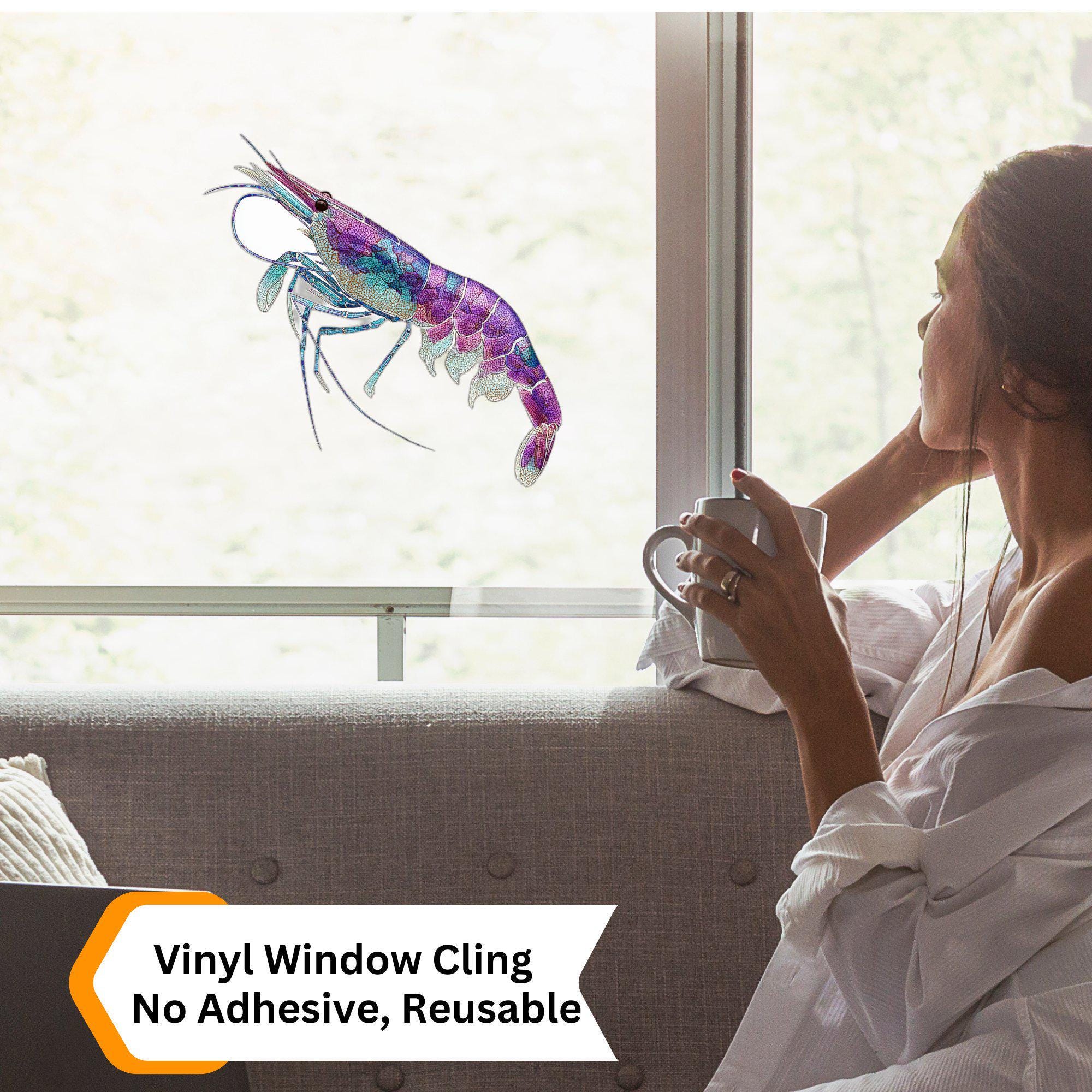 Cleaner Shrimp Window Cling Stained Glass Look Decal Sticker Window ...